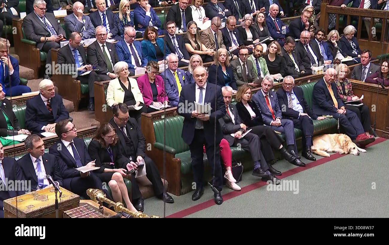 Screen grab of Liberal Democrat leader Sir Ed Davey speaking during ...