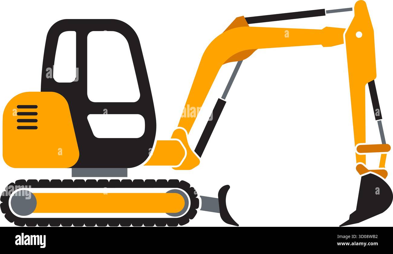 Small mini excavator digger Stock Vector Images - Alamy