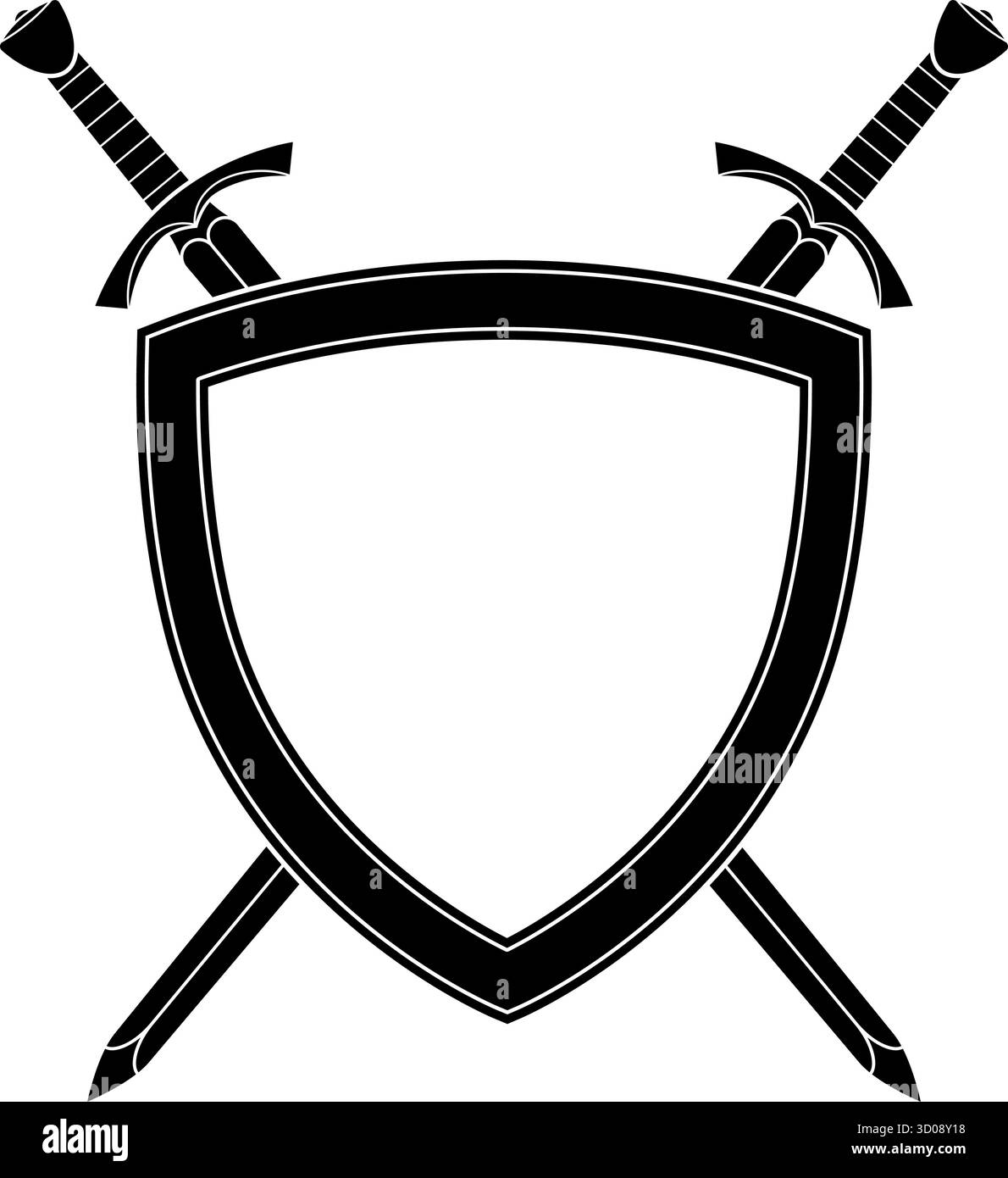 classic medieval european twin crossed realistic swords with shield ...