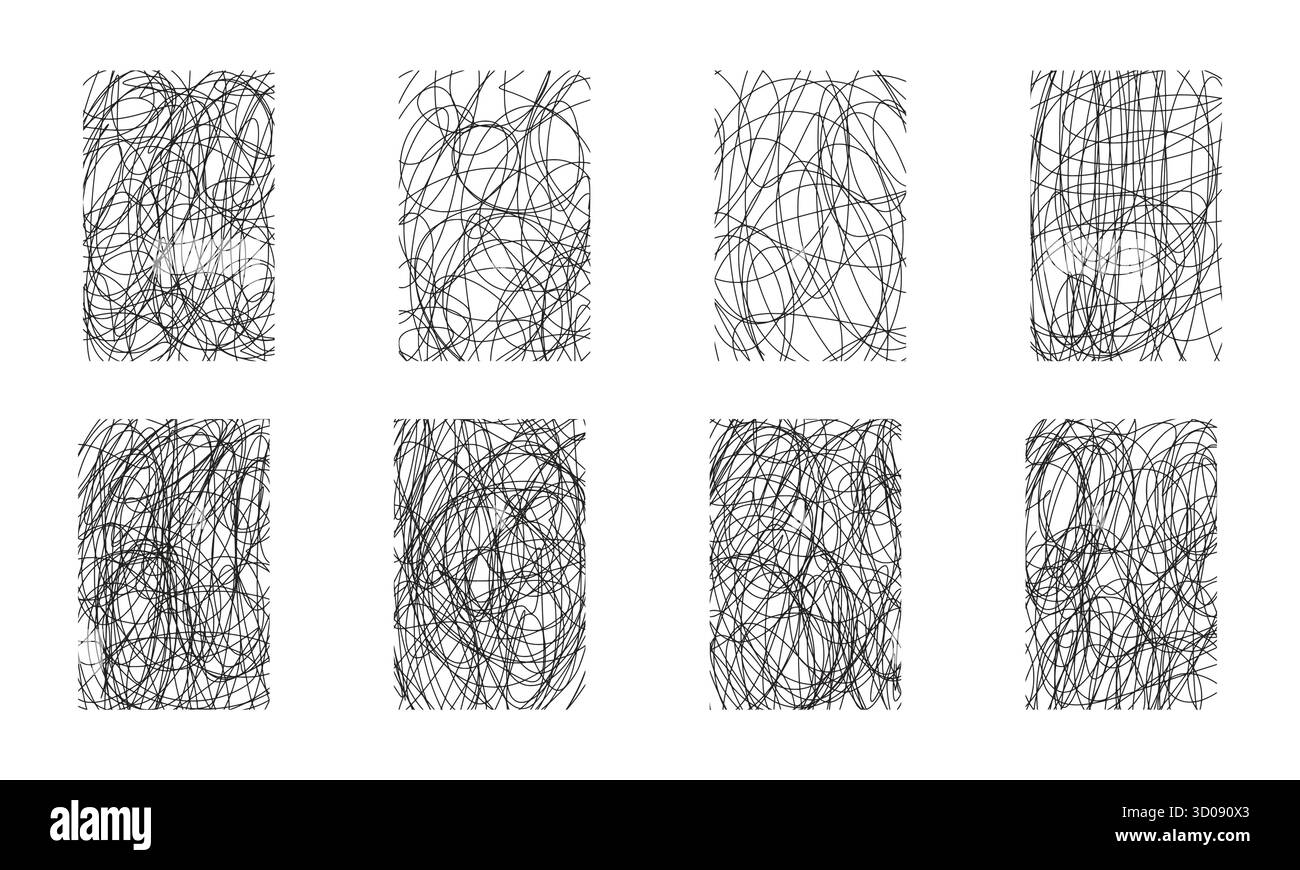 Abstract scribble texture set with doodle lines, pencil strokes and ...