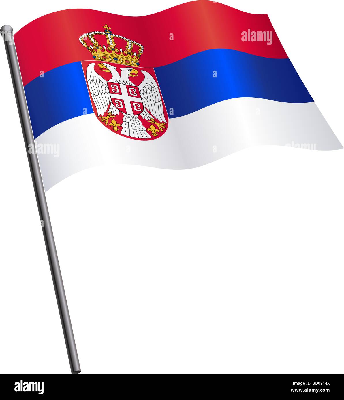 accurate correct serbian flag of serbia flying waving flowing on ...