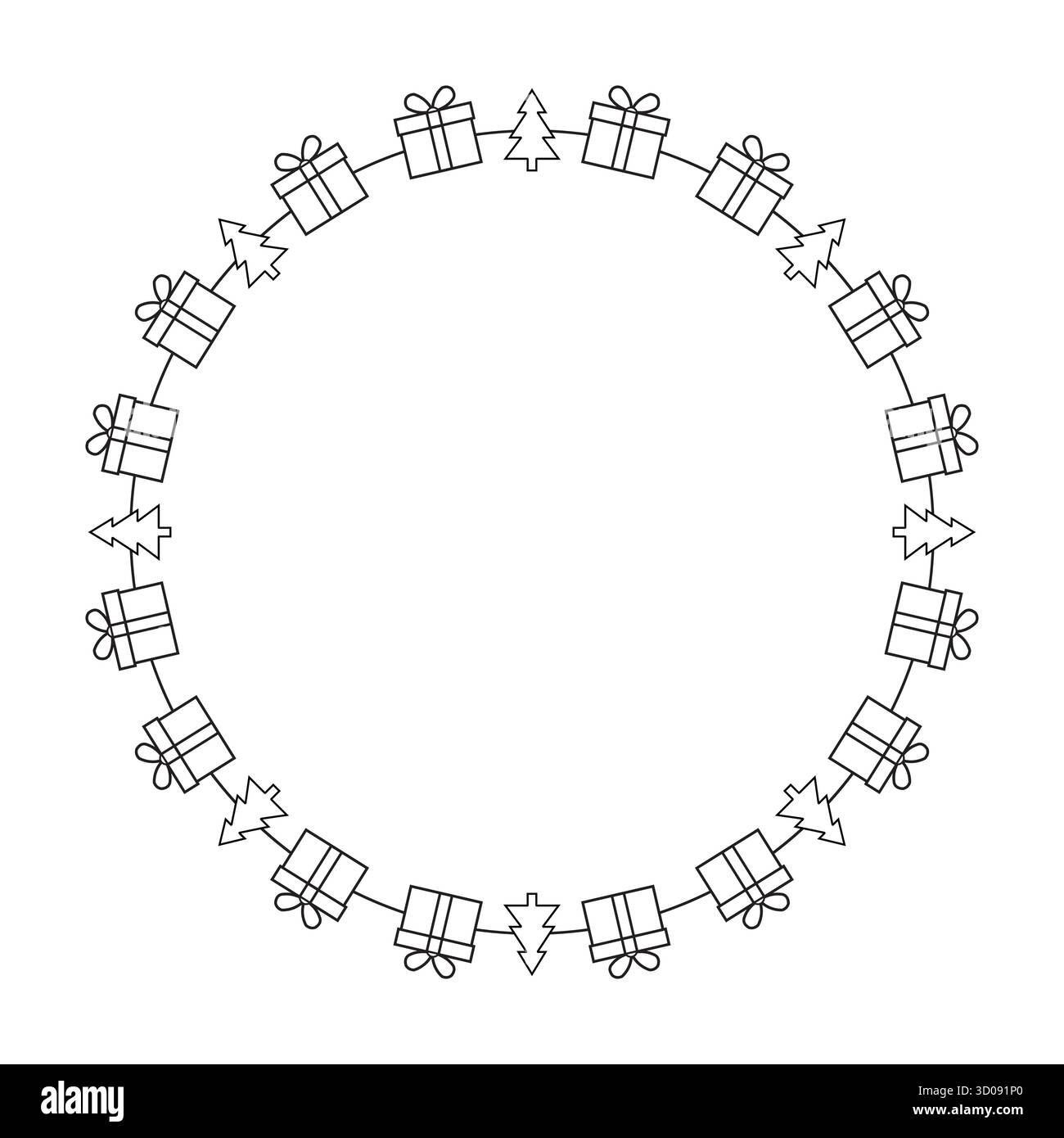 Christmas Wreath Frame Made of Gift Boxes and Christmas Trees Stock ...