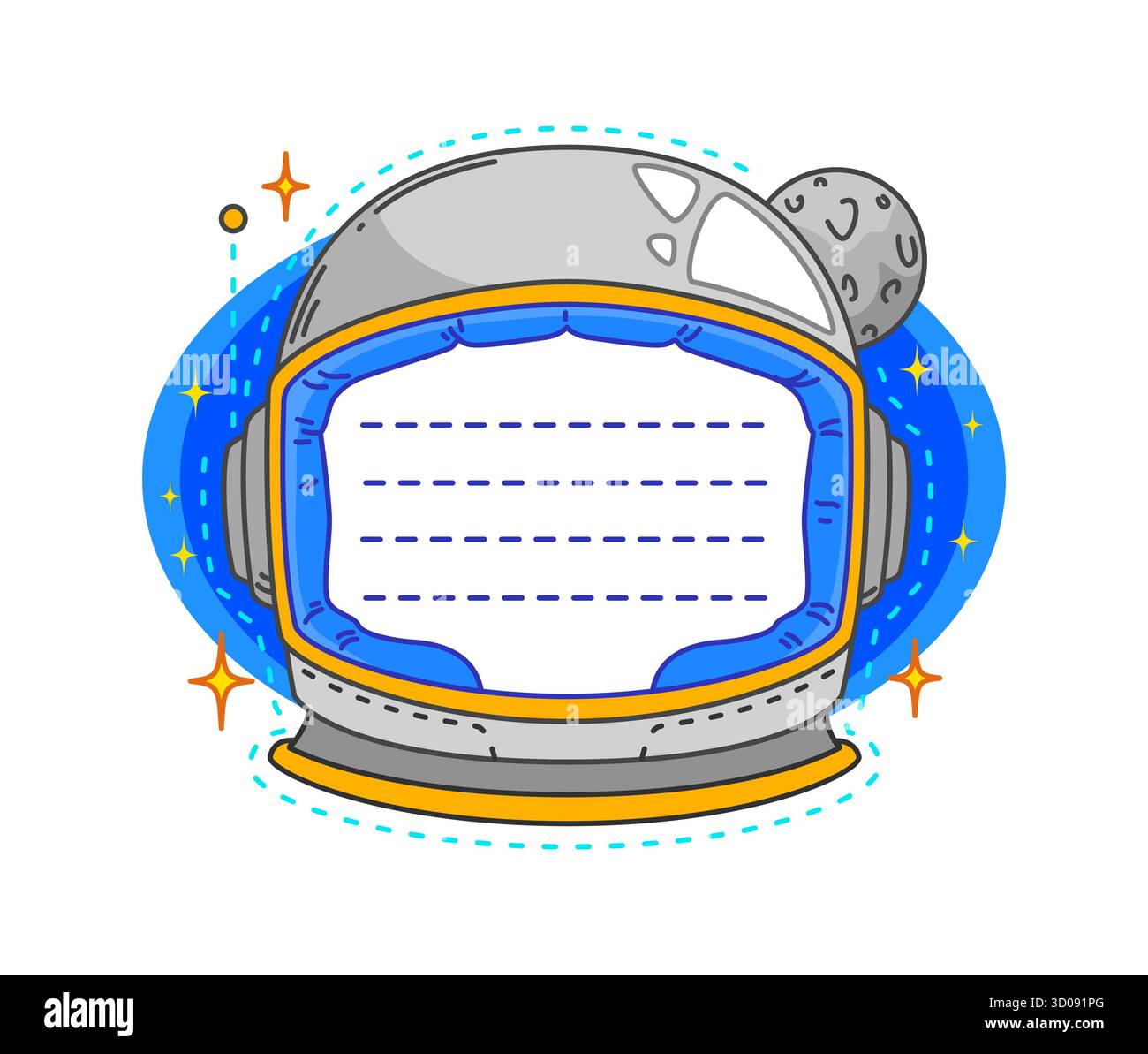 Space astronaut spacesuit helmet kids memo note frame. Blue sky ...
