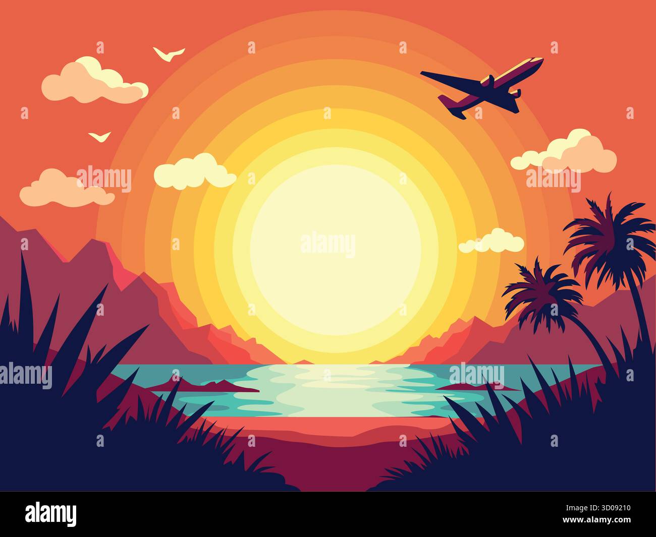 Travel ad background with beautiful sunset Stock Vector Image & Art - Alamy