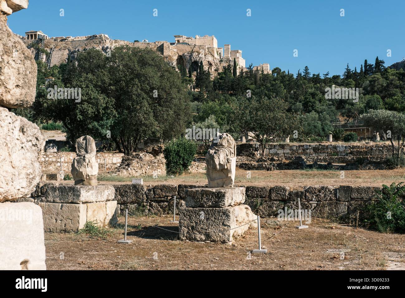 Ancient Greek giant statues, Agora of Athens, Greece Stock Photo - Alamy