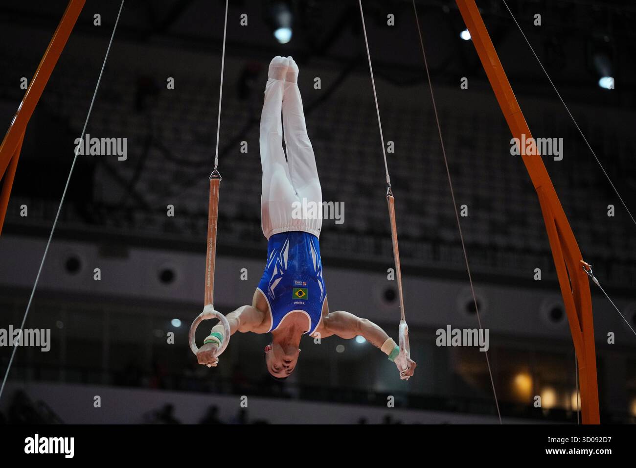 Caio Souza of Brazil competes in the Men's All-Around Final during the ...