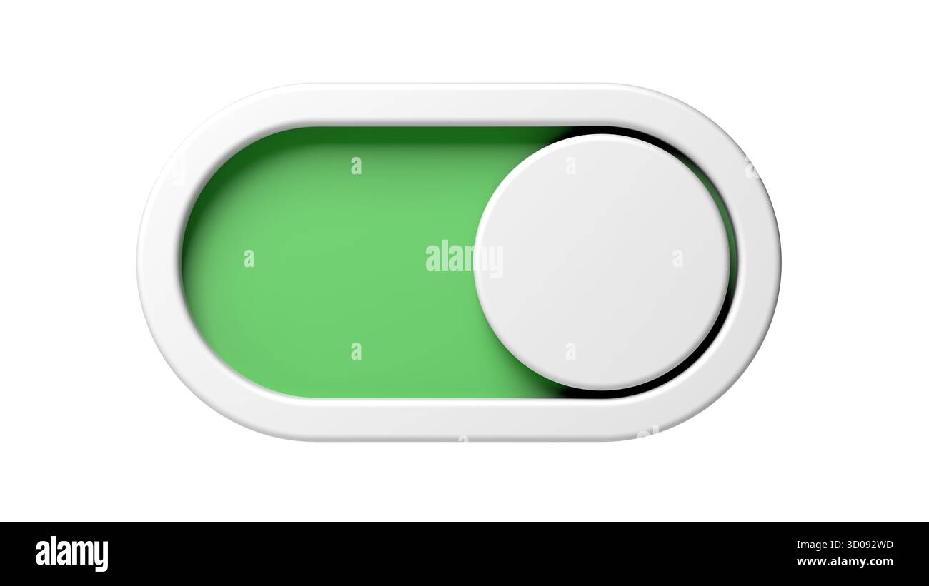 Toggle Switch. On and off button. Green color. 3d illustration Stock ...