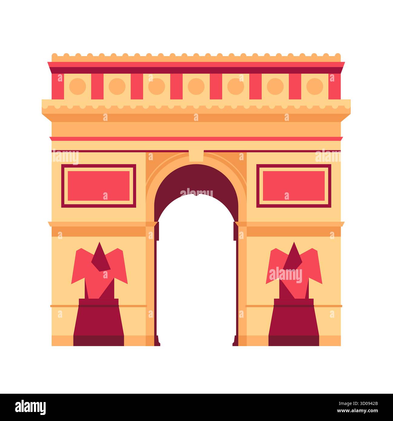 Arc de Triomphe in Paris - colorful flat design style object Stock ...