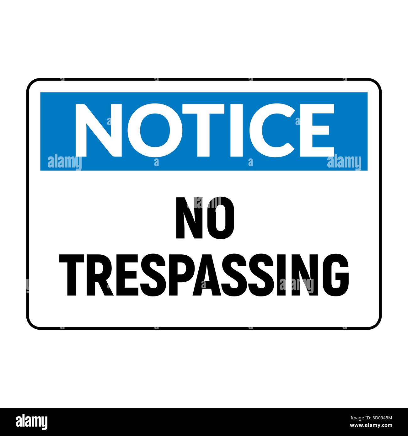 Trespassing notice warning sign. Security private property trespassing ...