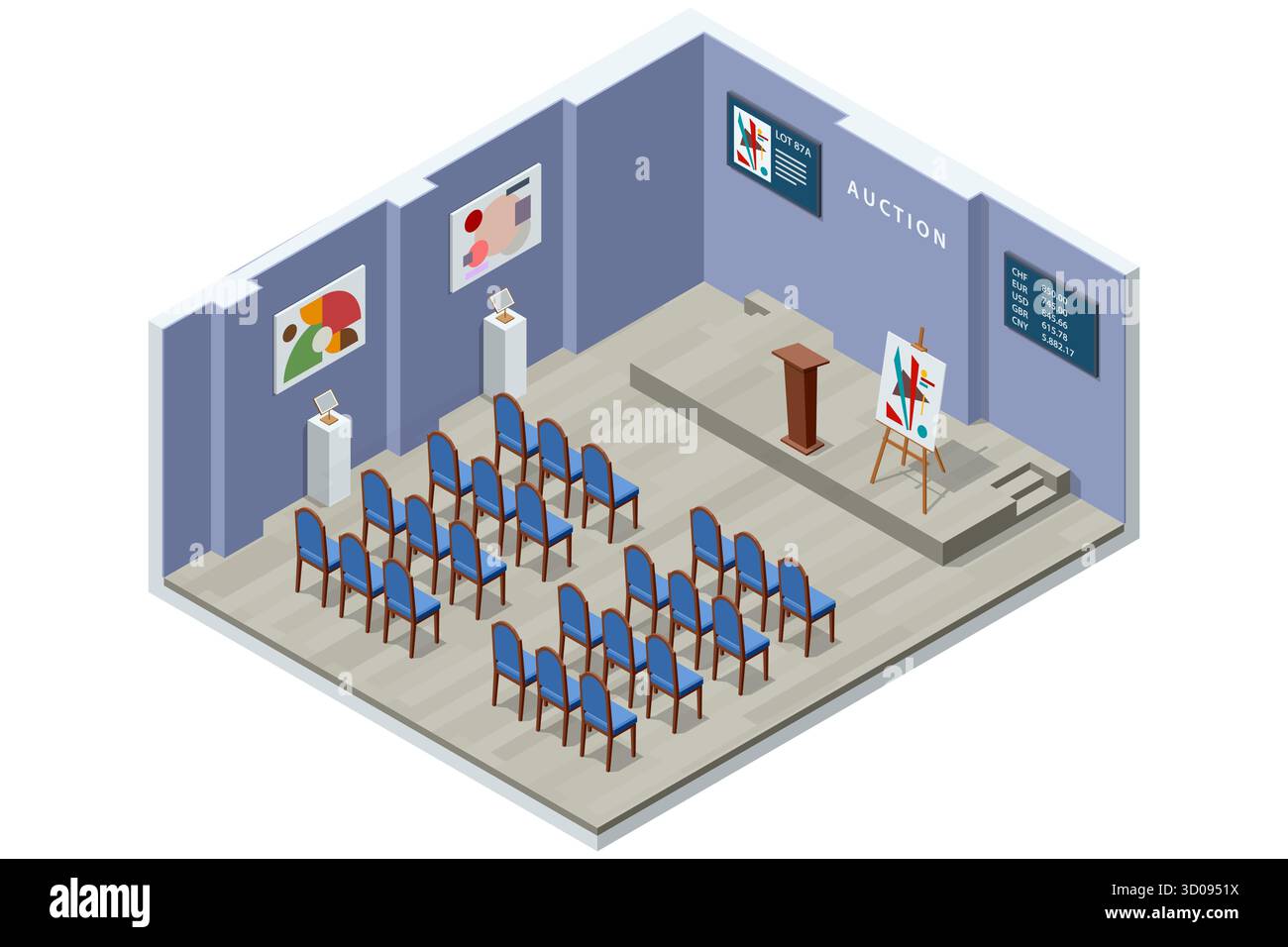 Auction room painting Stock Vector Images - Alamy