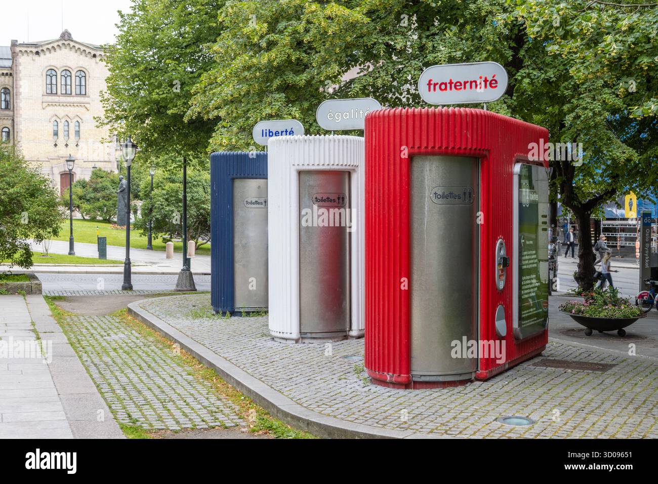 Public toilets on Karl Johans gate in central Oslo, painted in the ...