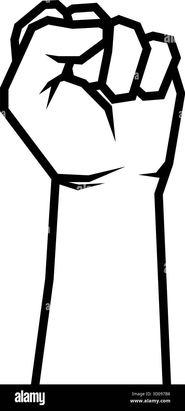 raised punching fist outline stylized geometric illustration vector ...