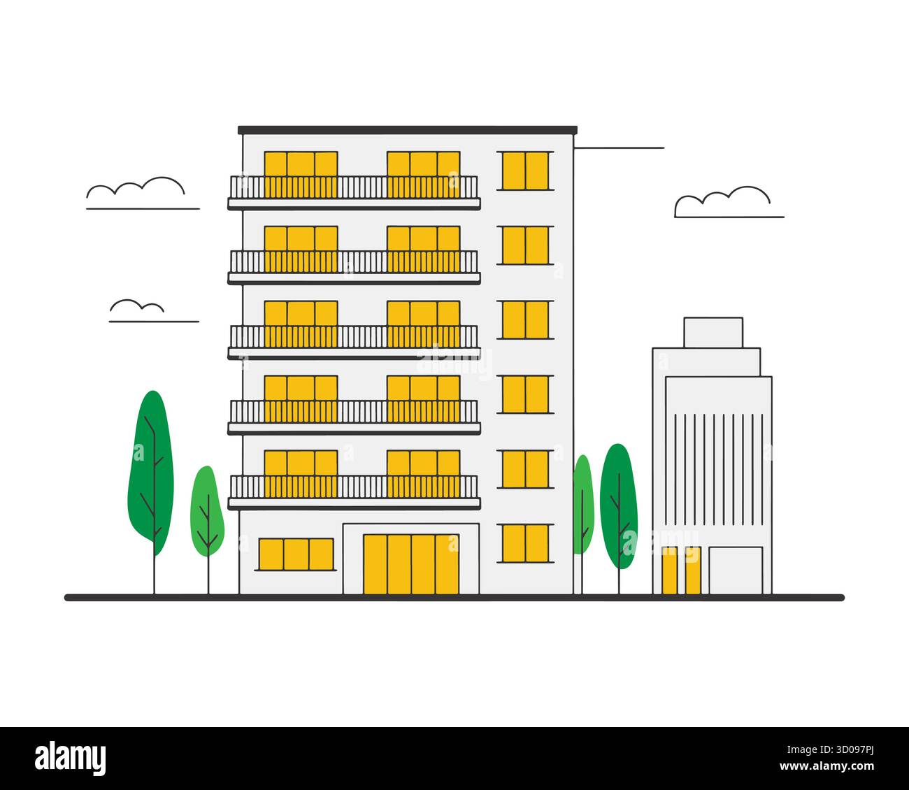 Modern city apartment building Stock Vector Images - Alamy