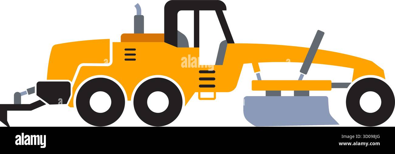 simple road grader yellow road work construction vehicle symbol icon ...