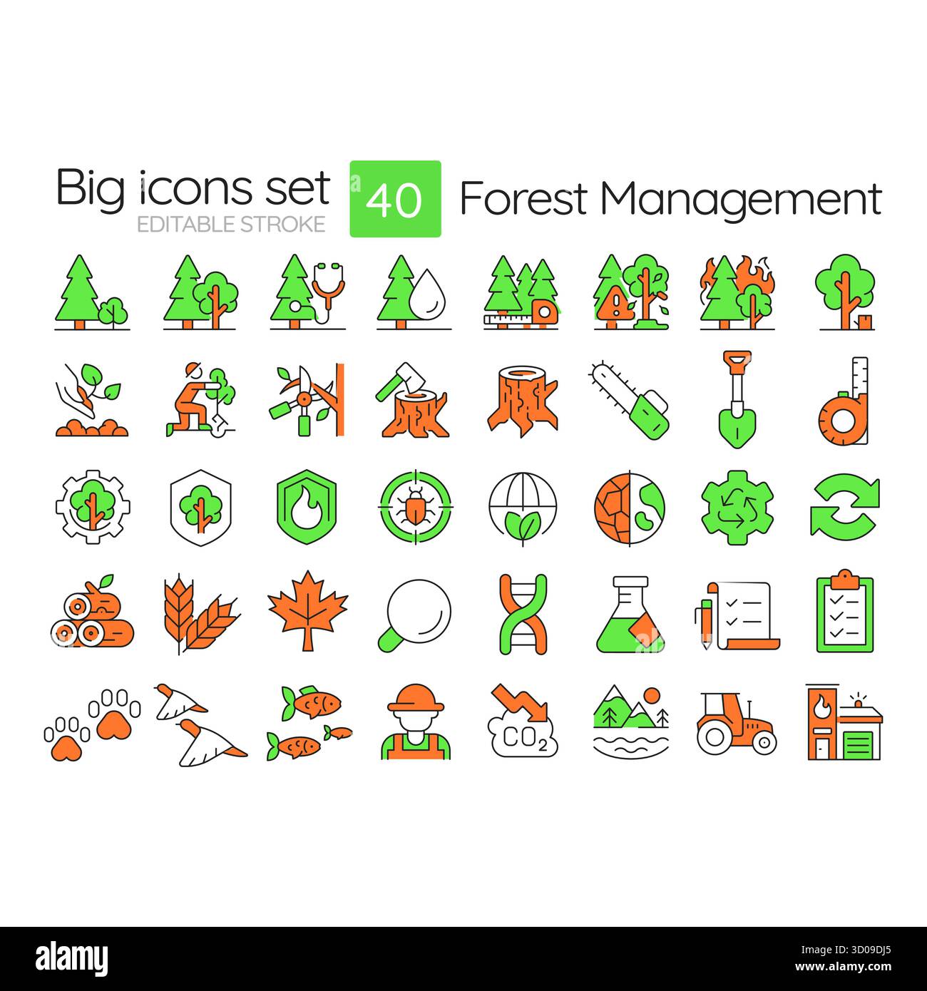 Forest management line color icons set Stock Vector Image & Art - Alamy