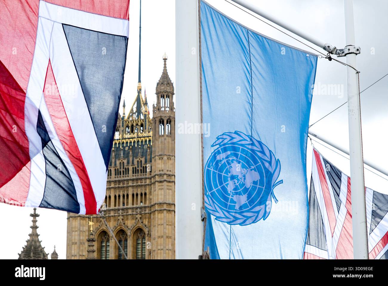 Parliament Square, London, UK. 22nd Oct 2025. United Nations flags and ...