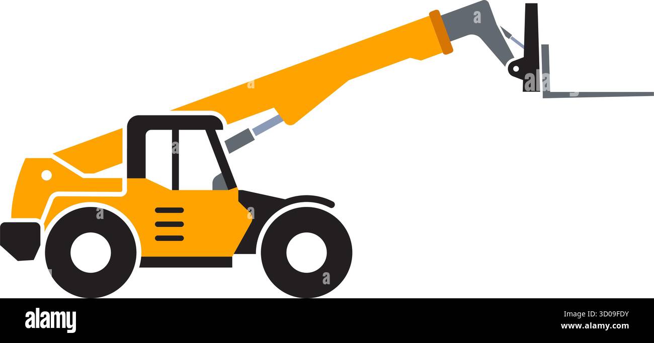 simple construction loader handler boom lift truck yellow construction ...