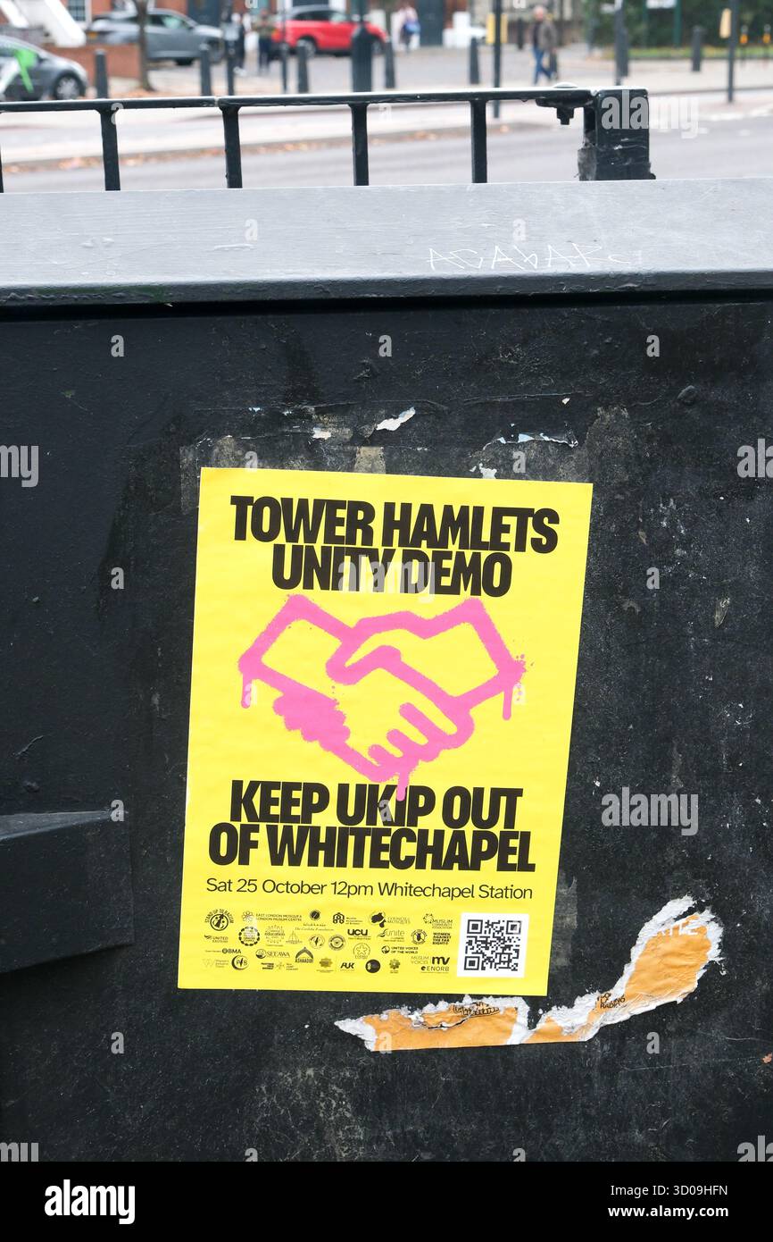 Haringey, London, UK. 22nd Oct 2025. Poster by Stand up to Racism ...