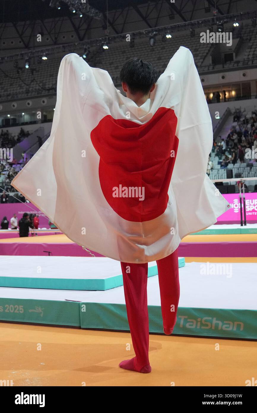 Daiki Hashimoto of Japan reacts after winning the gold medal in the Men ...