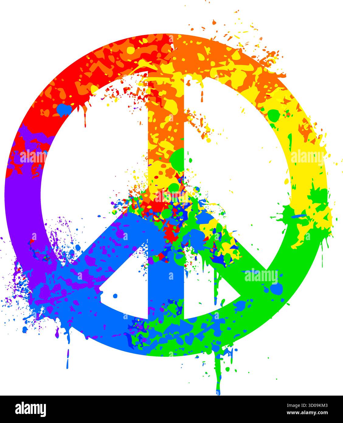 peace symbol grungy messy ink or paint splatter element multiple colors ...