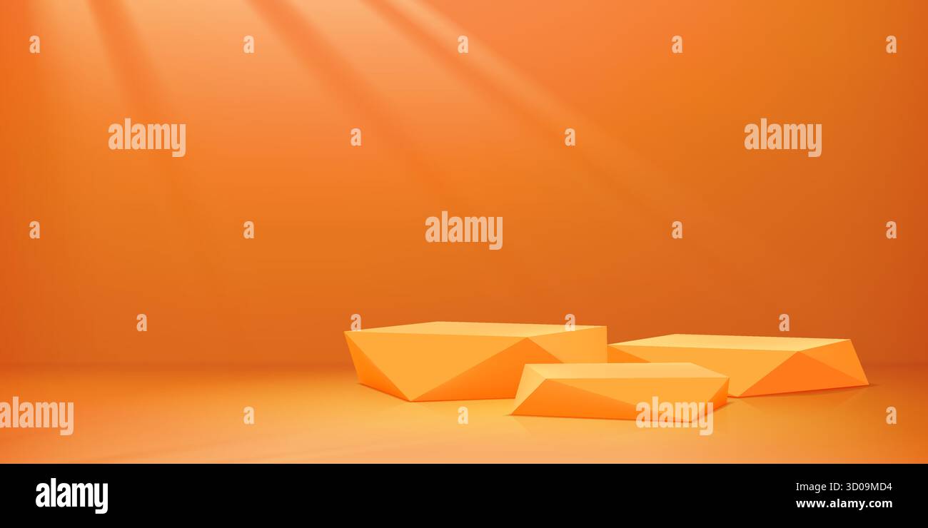 3D orange podium stage with pedestal platform for product display ...