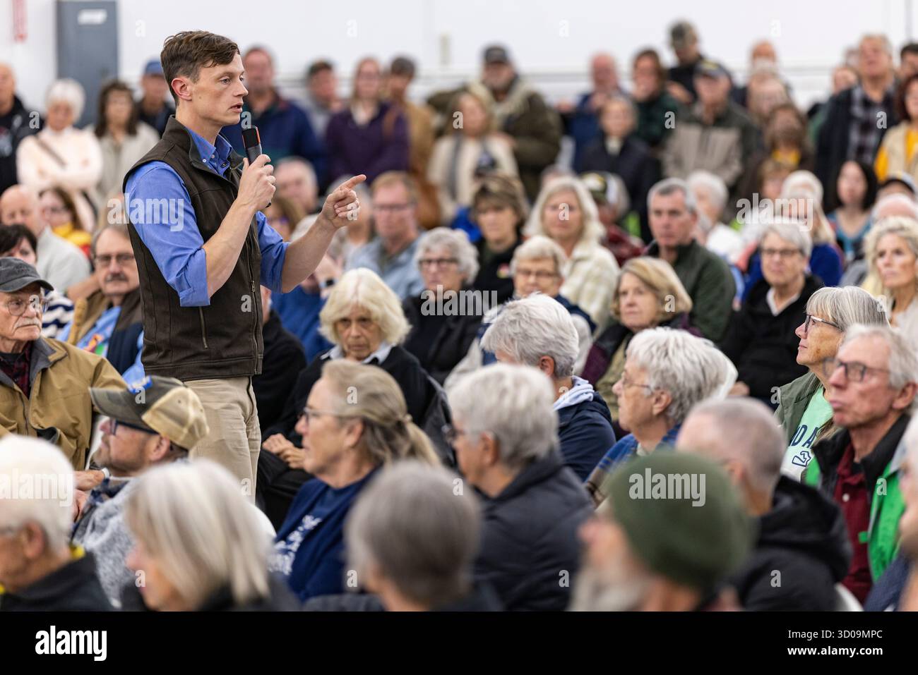 Iowa State Auditor Rob Sand speaks during a town hall event in his ...
