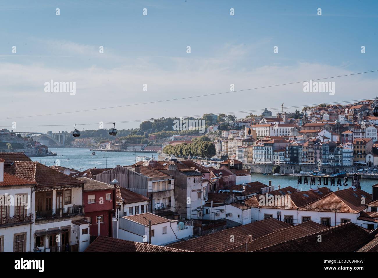 View of Porto's beautiful landscape featuring the Douro River and cable ...
