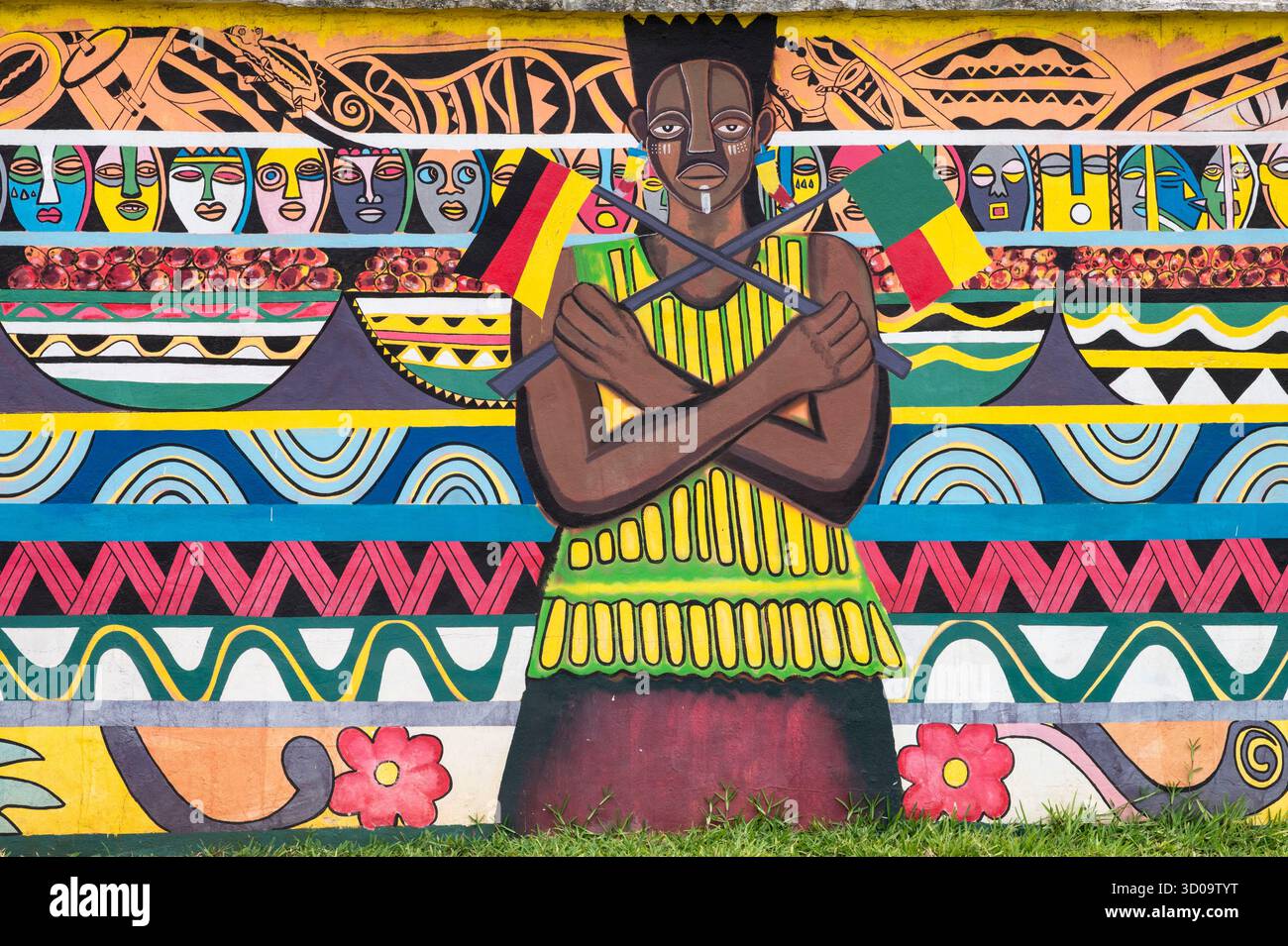 Benin, Cotonou, the largest street art wall in the world along the ...