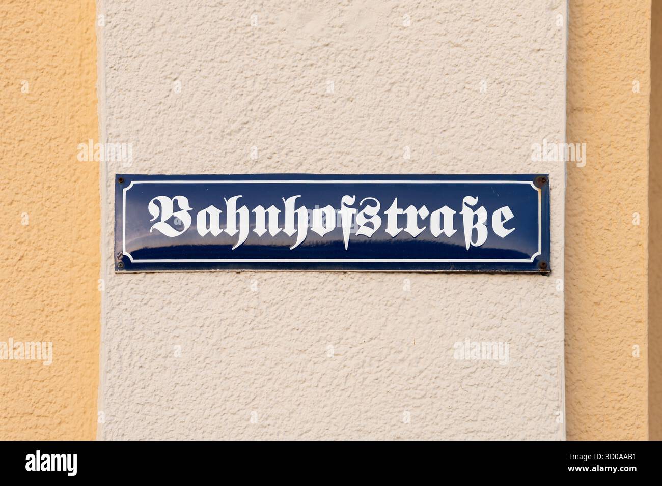 Bahnhofstraße (railway station street) road name sign in Germany ...