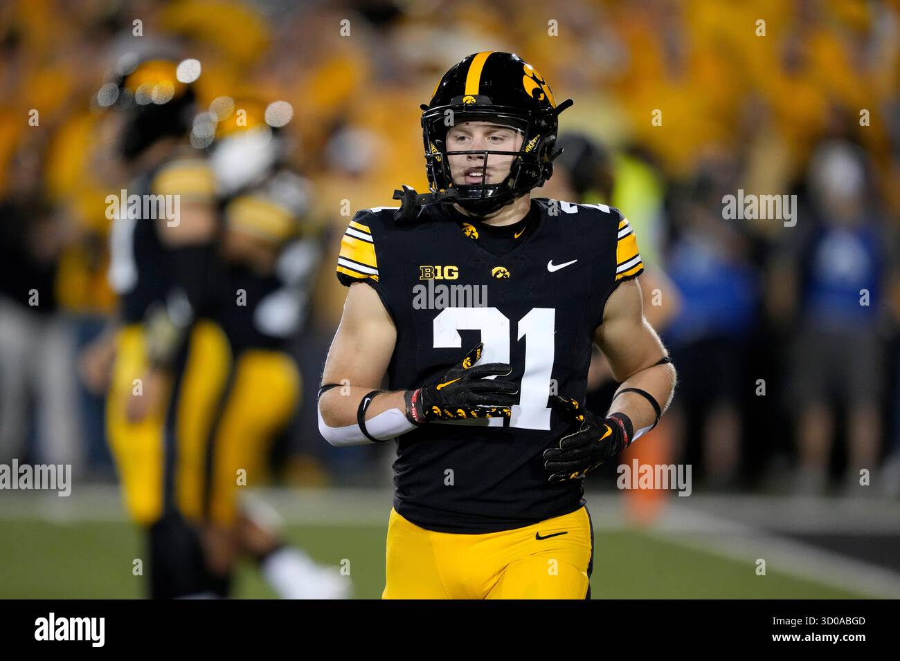 Iowa wide receiver Kaden Wetjen runs on the field during the first half ...