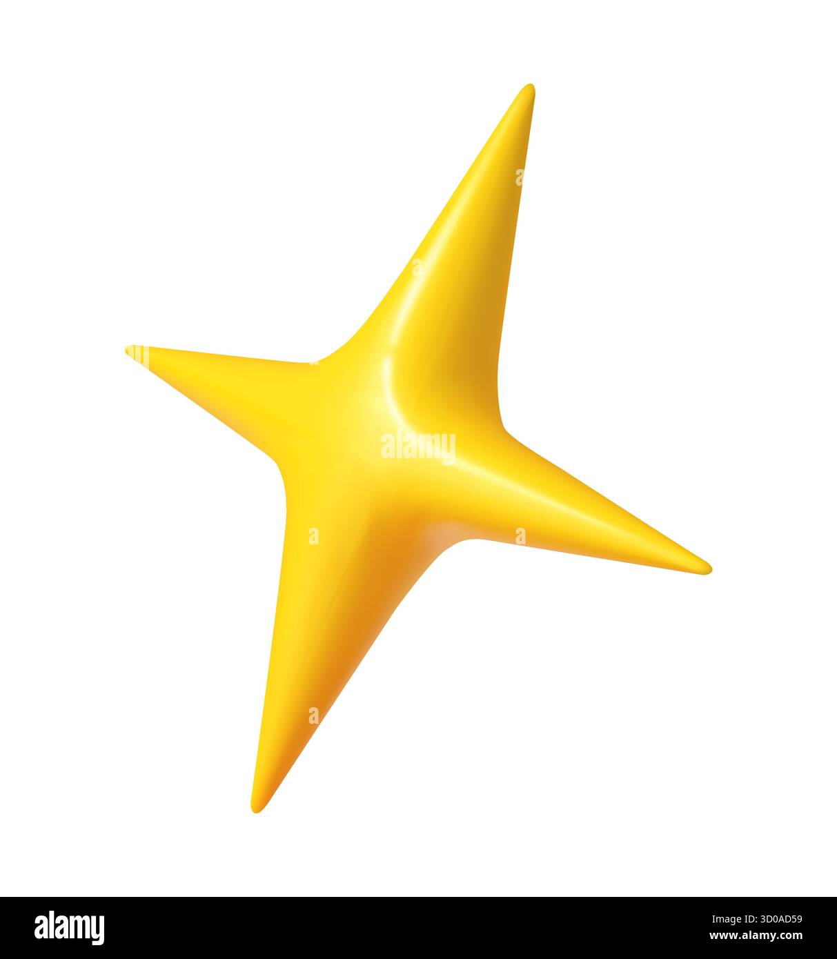 3d yellow thin six pint star realistic symbol. Isolated light sparkle ...