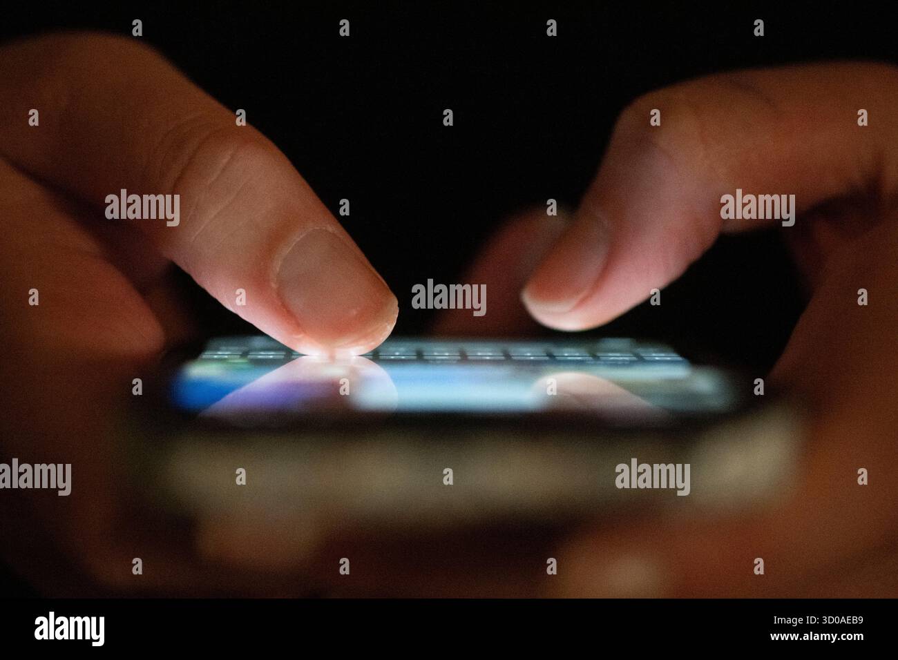 Dresden, Germany. 22nd Oct, 2025. A woman types on a smartphone. Credit ...