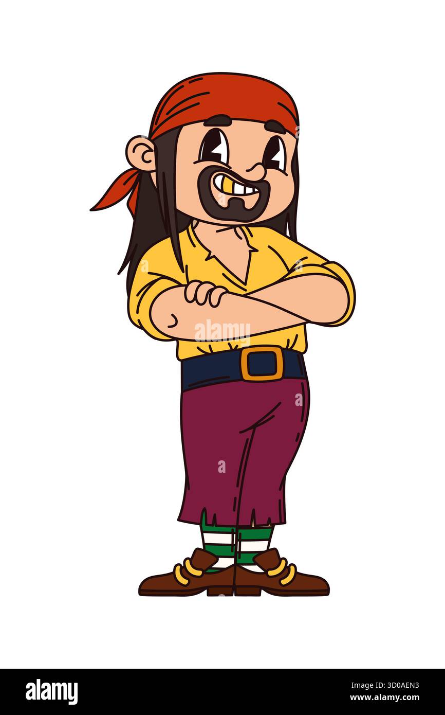 Cheerful corsair pirate cartoon adorable character. Corsair tough ...