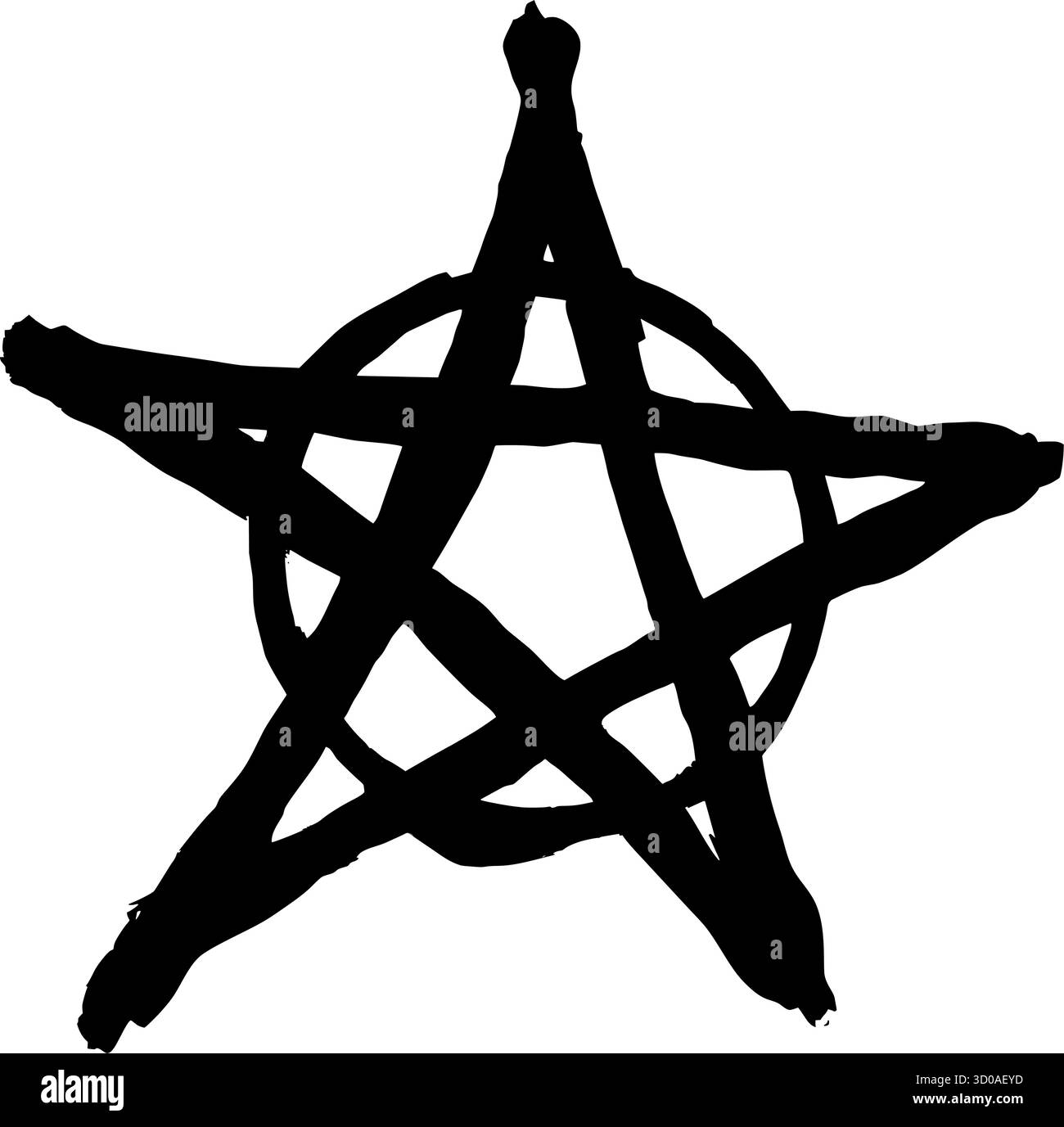 Painted pentagram circumscribed by a circle (also known as a pentacle ...