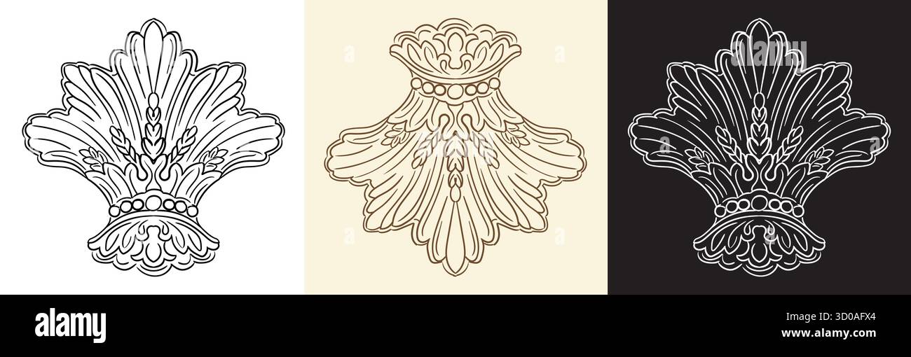 Scroll hand drawing decorative element with leaves vector Stock Vector ...