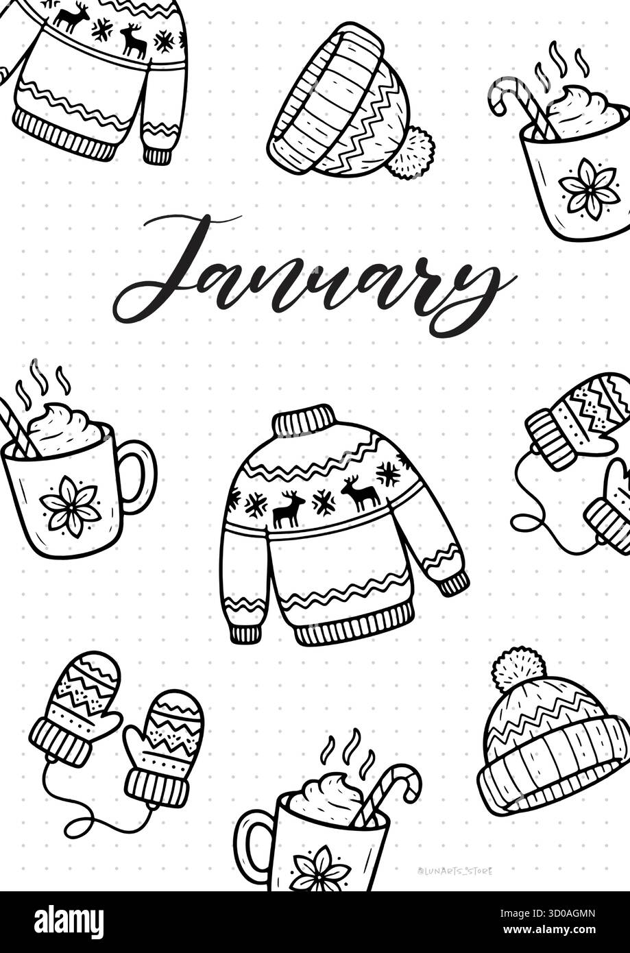 january month cover page Bullet Journal Printable Planner Page Template ...