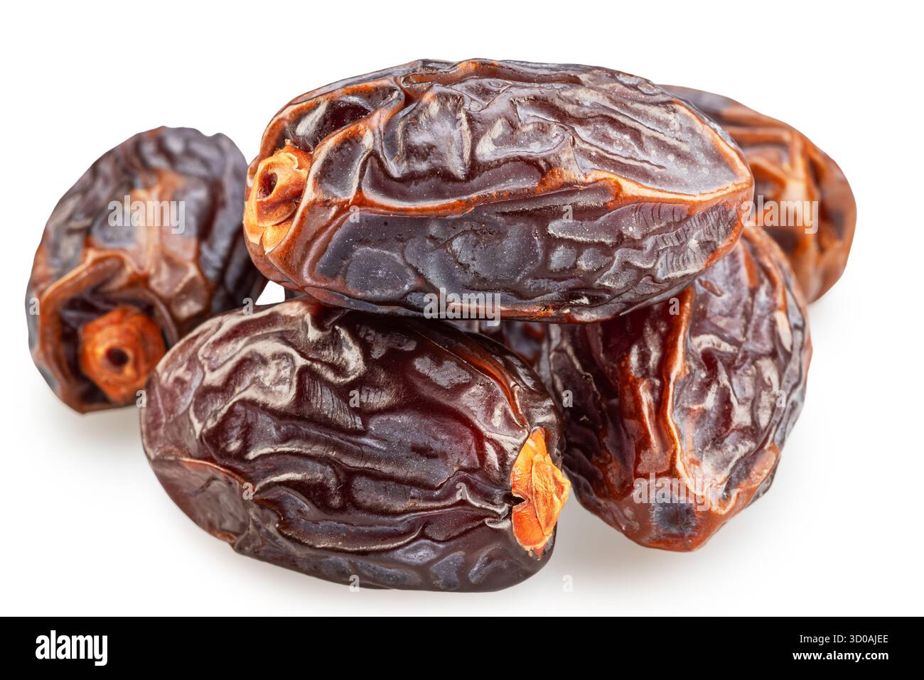 Semi-dry dates, or date palm fruits isolated on white background. File ...