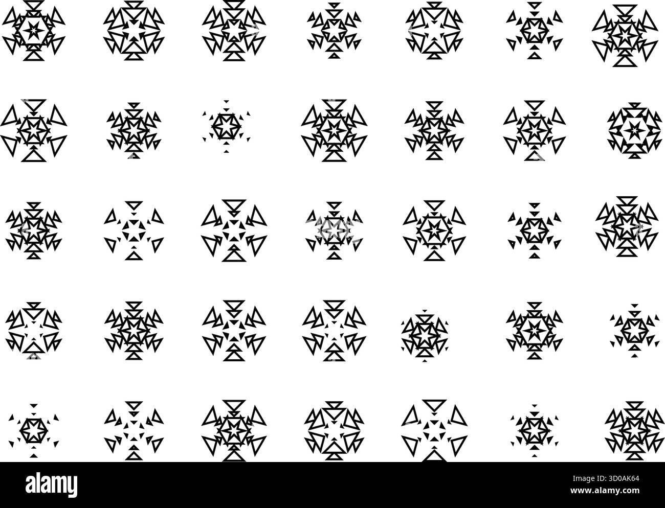 Set of cute snowflake icons on isolated background New Year ornament ...
