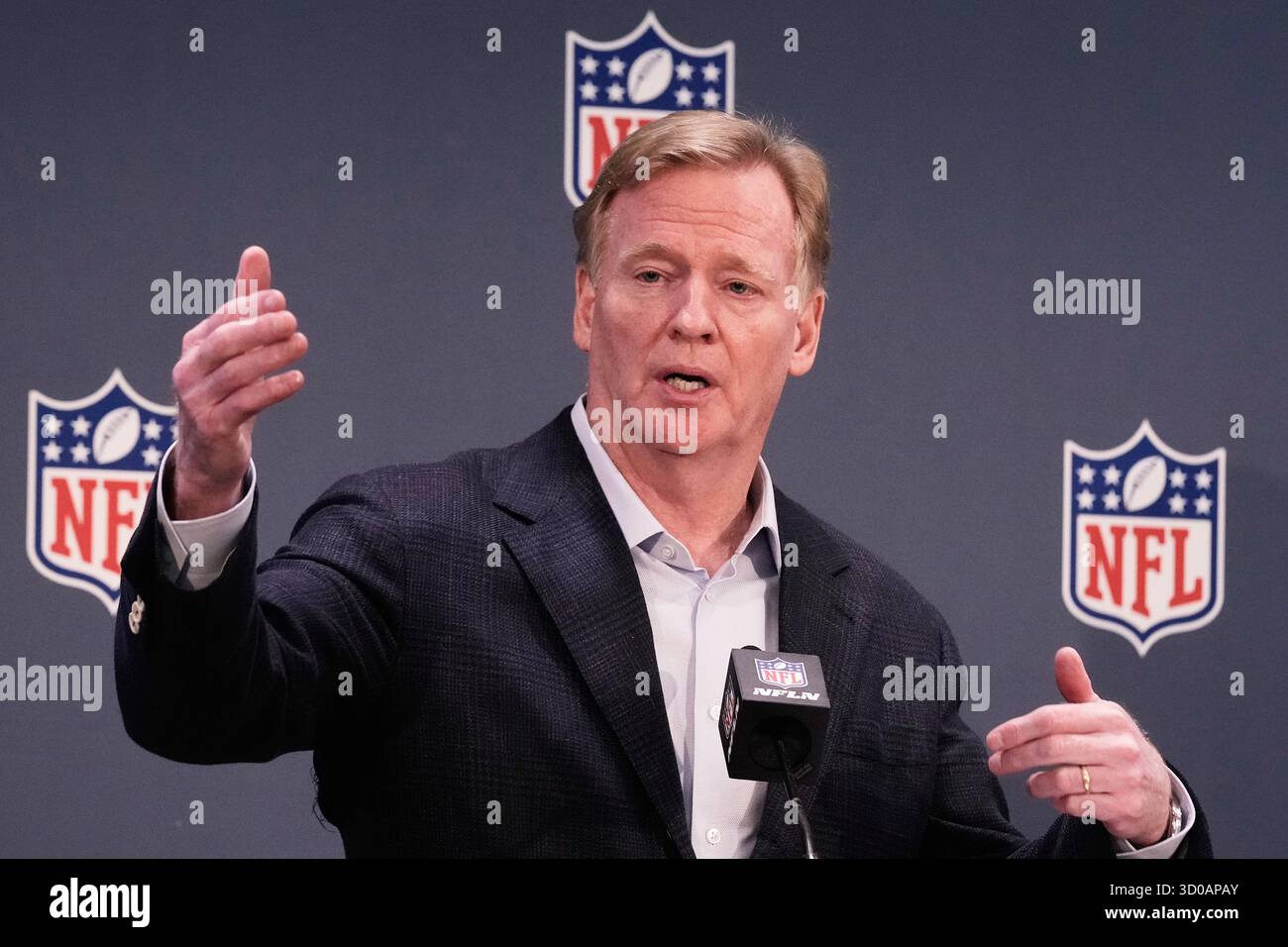 NFL Commissioner Roger Goodell speaks at a news conference during the ...