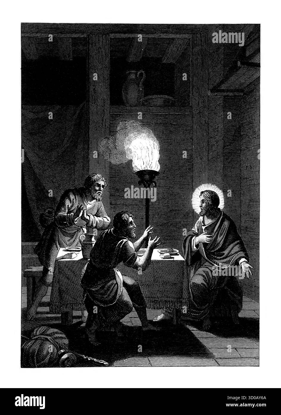 1814 Engraving of Jesus Christ appearing to Two disciples on the Road ...