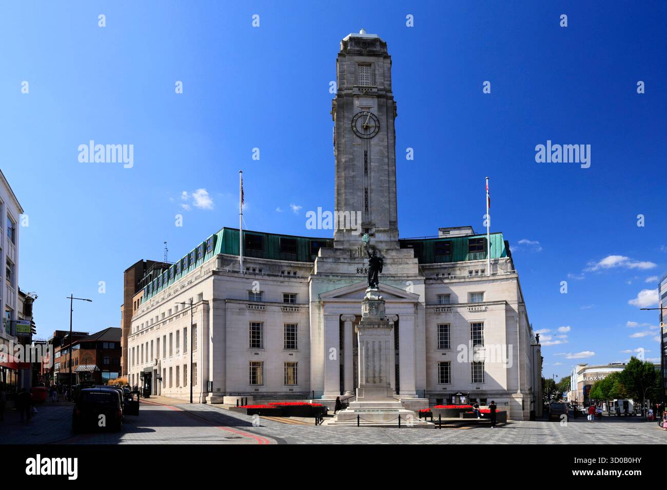 Summer view of the Town Council Building, Luton Town, Bedfordshire ...