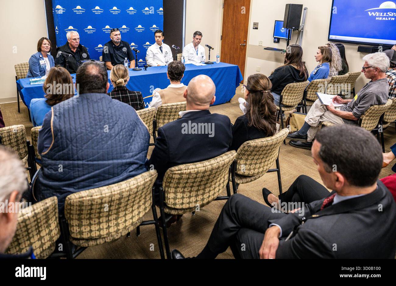A news conference is held marking the discharge of Lt. David Godfrey ...