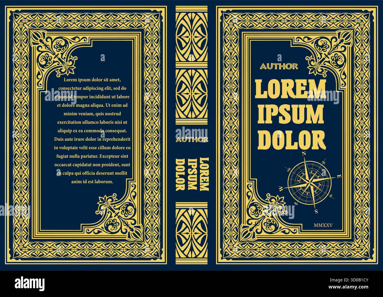 Elegant two-paneled vintage book cover template featuring ornamental ...