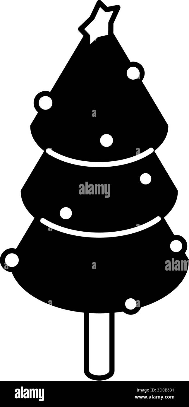 Christmas Tree Isometric Line Drawing Icon Illustration of a Decorated ...