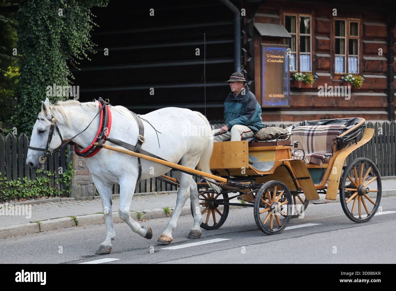 A traditional highland carriage ride through a historic village Stock ...