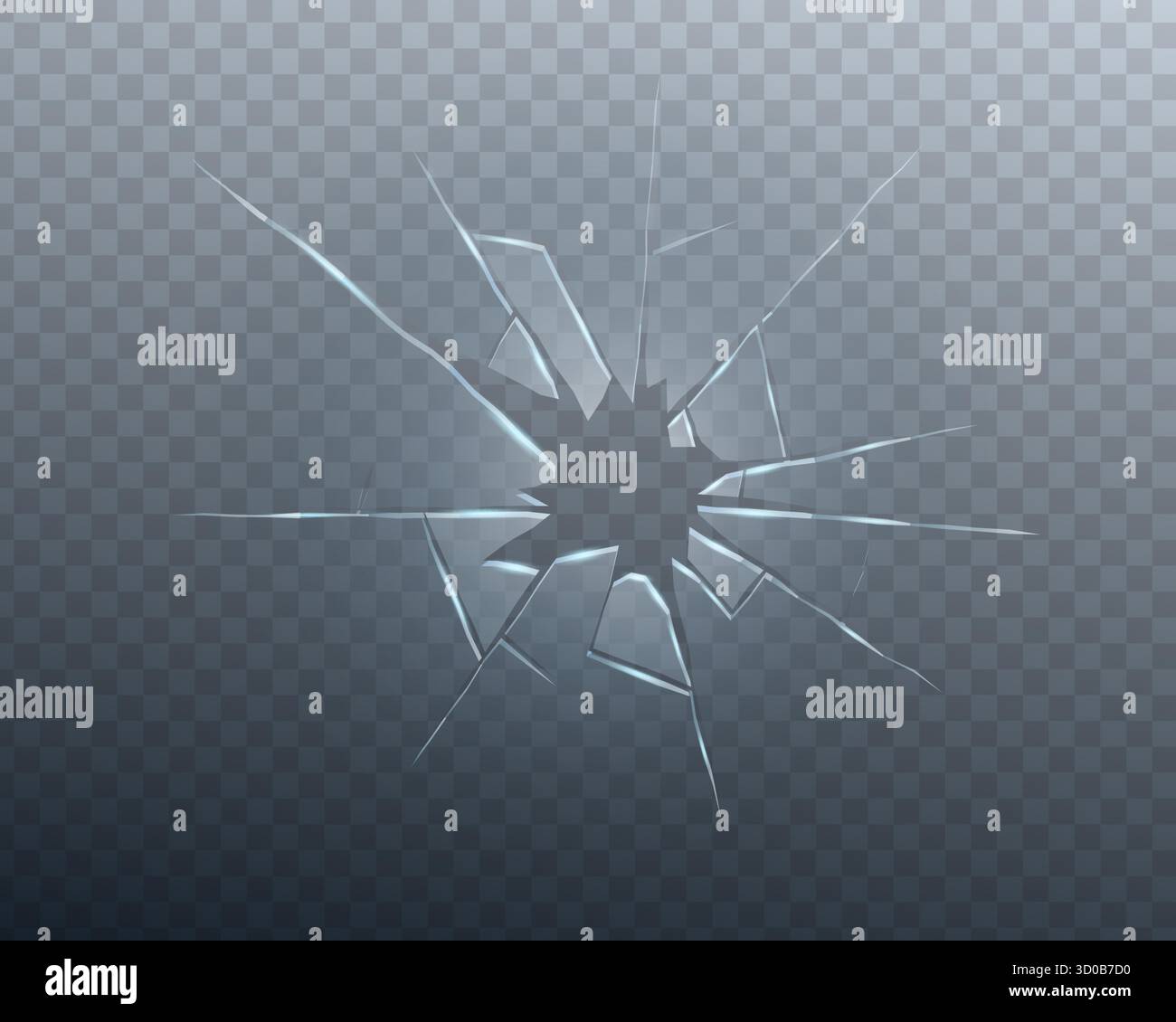 Broken glass surface with crack lines and transparent shatter texture ...