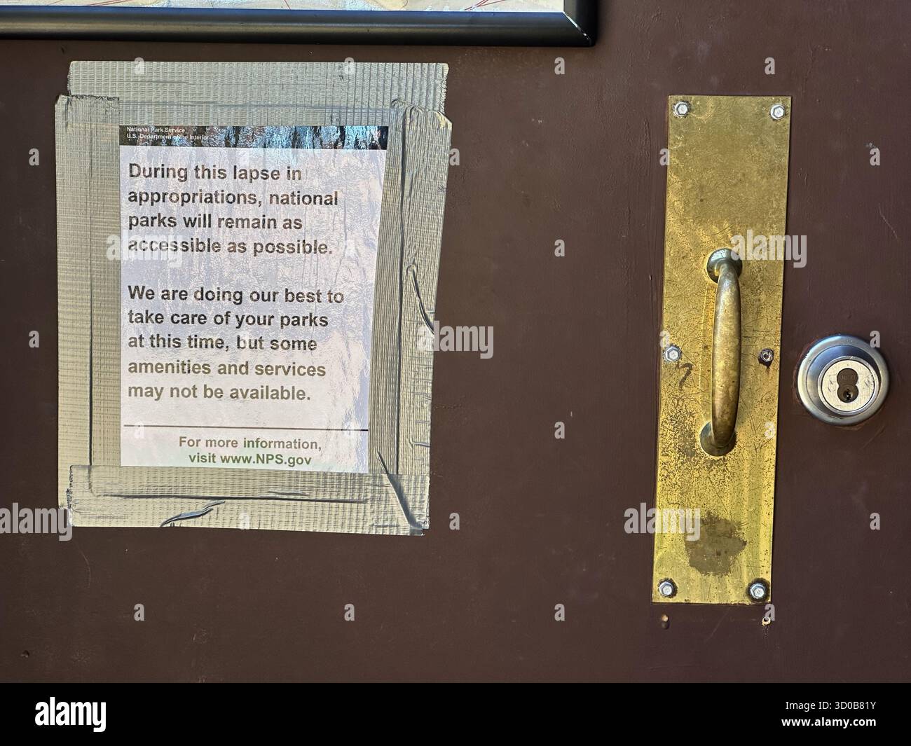 A sign is posted on a locked restroom at Valley Forge National ...