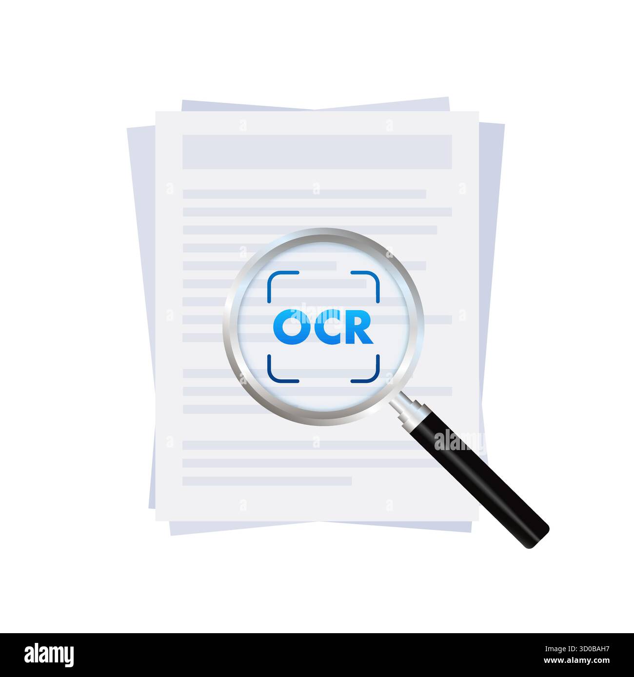 Document with OCR magnifying glass for text recognition Stock Vector ...