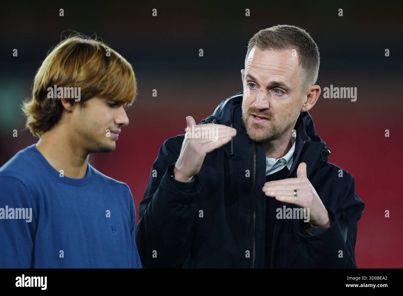 Porto coach Callum Walsh (right) during a walkaround at the City Ground ...