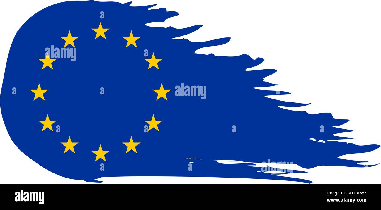 European Union comet flag fly, grunge brush vector Stock Vector Image ...